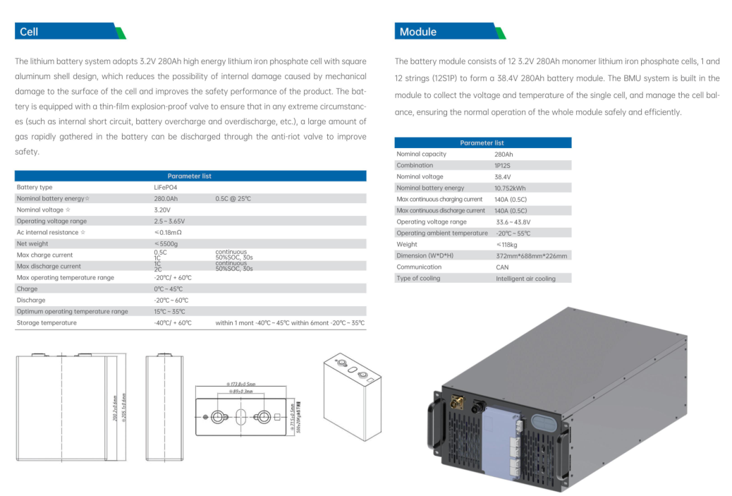 Lithium battery energy storage cabinet (BESS) BESS100kW-215kWh ...